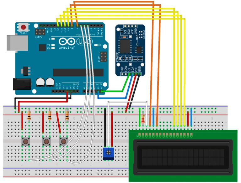 Faire une horloge avec Arduino, le module DS3231 et l'écran LCD.